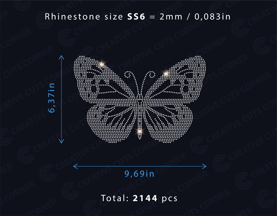 Butterfly Rhinestone Template Svg File for Cricut Rhinestone Svg ...