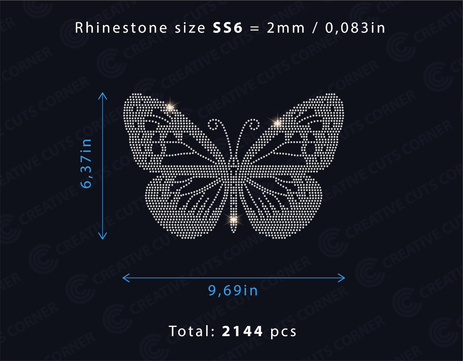 Butterfly Rhinestone Template Svg File for Cricut Rhinestone Svg ...