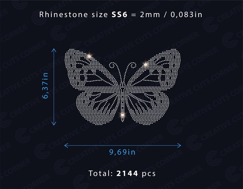 Butterfly Rhinestone Template Svg File for Cricut Rhinestone Svg ...