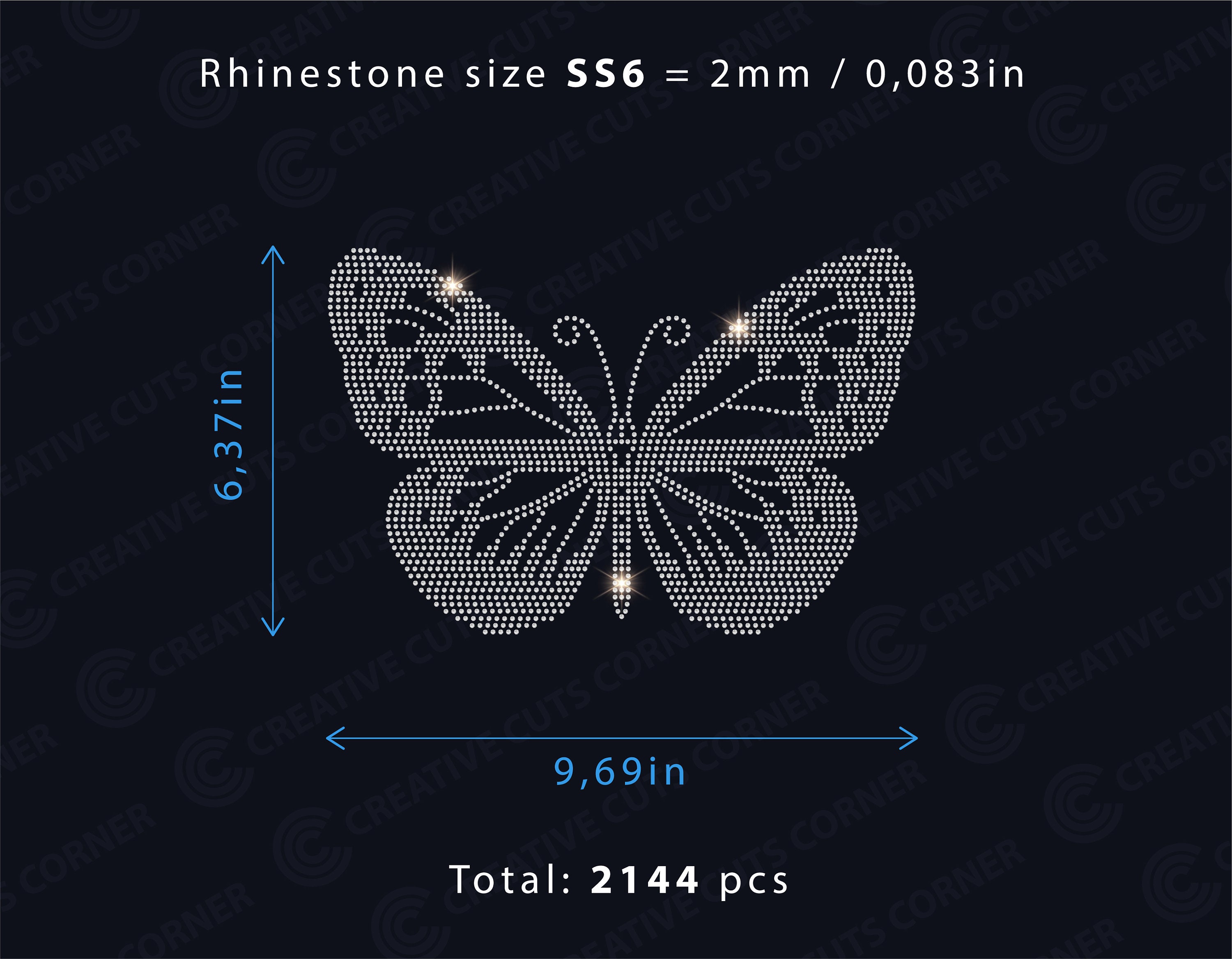 Butterfly Rhinestone Template Svg File for Cricut Rhinestone Svg ...