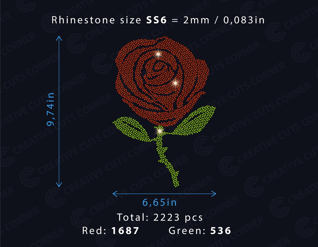 Rhinestone Template Rose Ss6 Cricut Design Rhinestone Svg File for ...