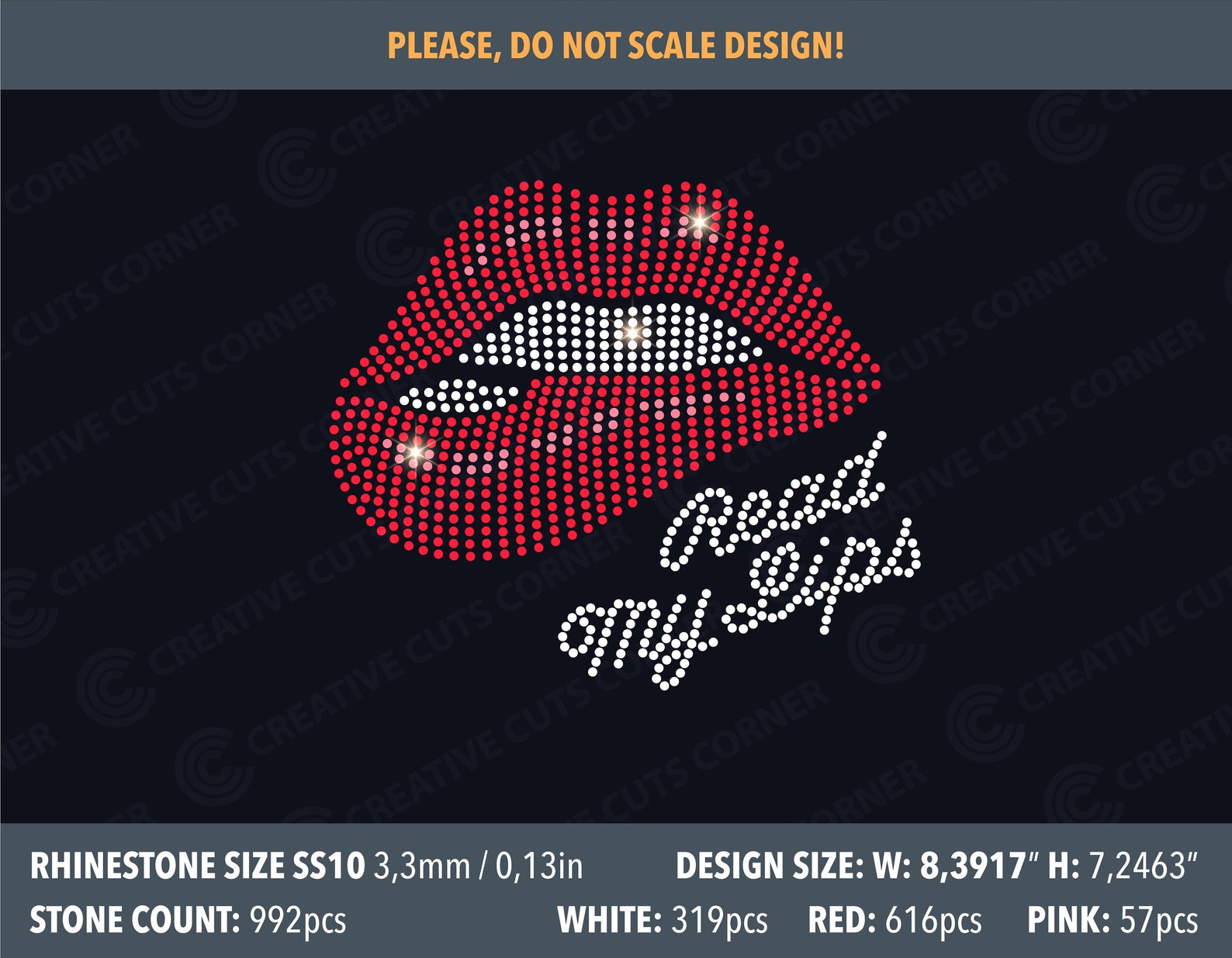Lips Rhinestone Template Svg File for Cricut Cut File Rhinestone Ss10 ...