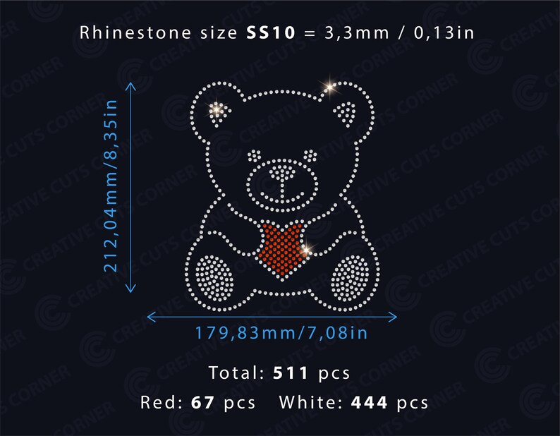 Rhinestone Template Ss10 Svg File for Cricut With Bear Rhinestone Decal ...