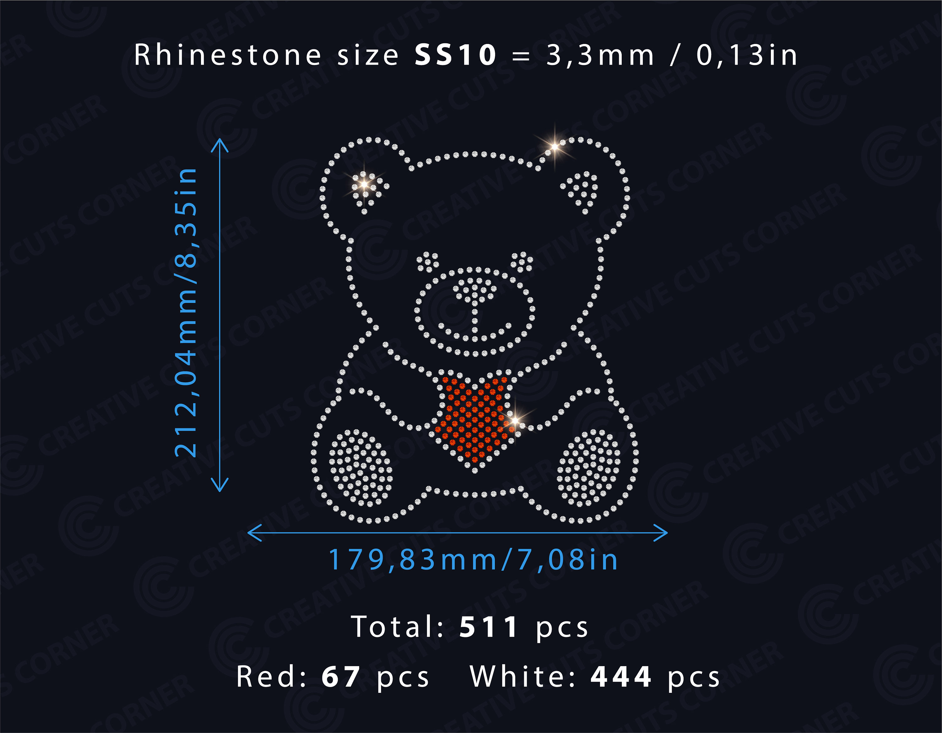 Rhinestone Template Ss10 Svg File for Cricut With Bear Rhinestone Decal Design T-shirt Svg ...