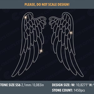 Wings Rhinestone Template Svg File for Cricut Cut File Rhinestone Ss6 ...