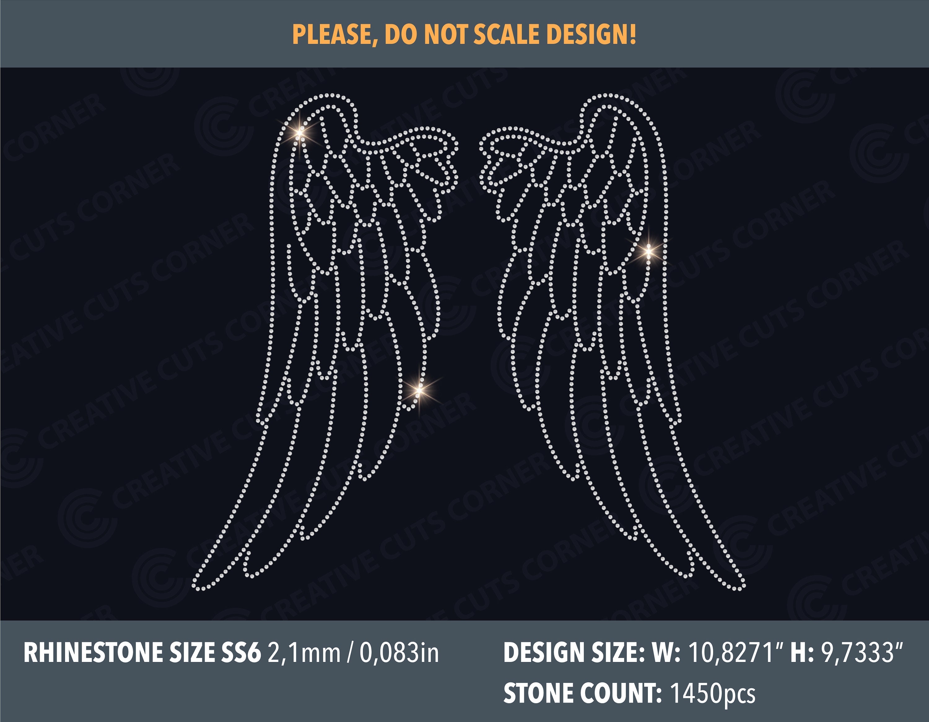 Wings Rhinestone Template Svg File for Cricut Cut File Rhinestone Ss6 ...