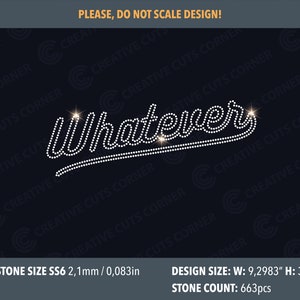 Whatever Rhinestone Template Ss6 Svg Digital File Rhinestone Sign ...