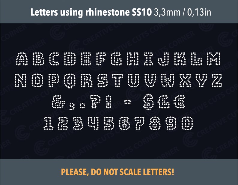 Rhinestone Font Svg File for Cricut Design Rhinestone Template Ss10 ...