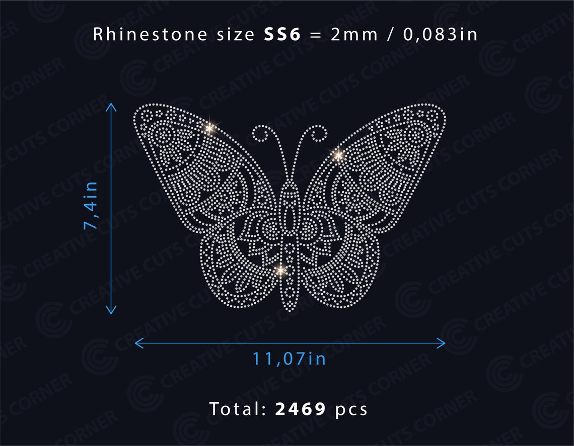 Rhinestone Template Svg File Cricut With Butterfly Rhinestone Decal ...