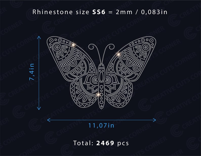 Rhinestone Template Svg File Cricut With Butterfly Rhinestone - Etsy