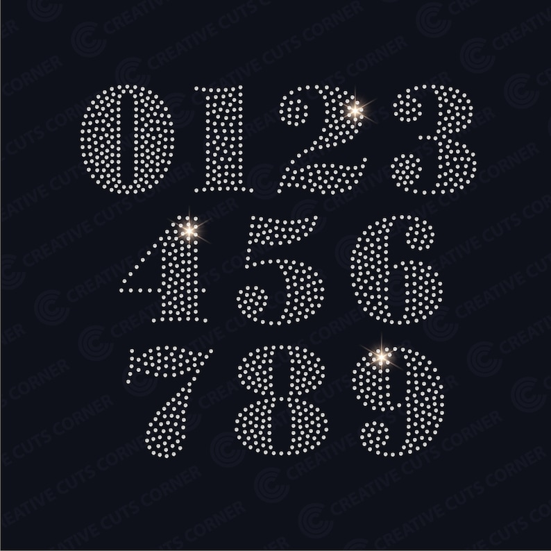 Rhinestone Number Svg File for Cricut Design Rhinestone Template Ss6 ...