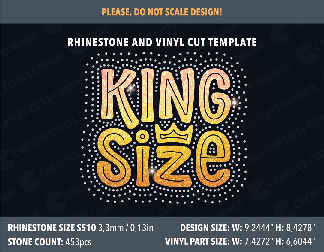 Rhinestone King Size Svg Rhinestone Vinyl Template Svg File Hotfix ...
