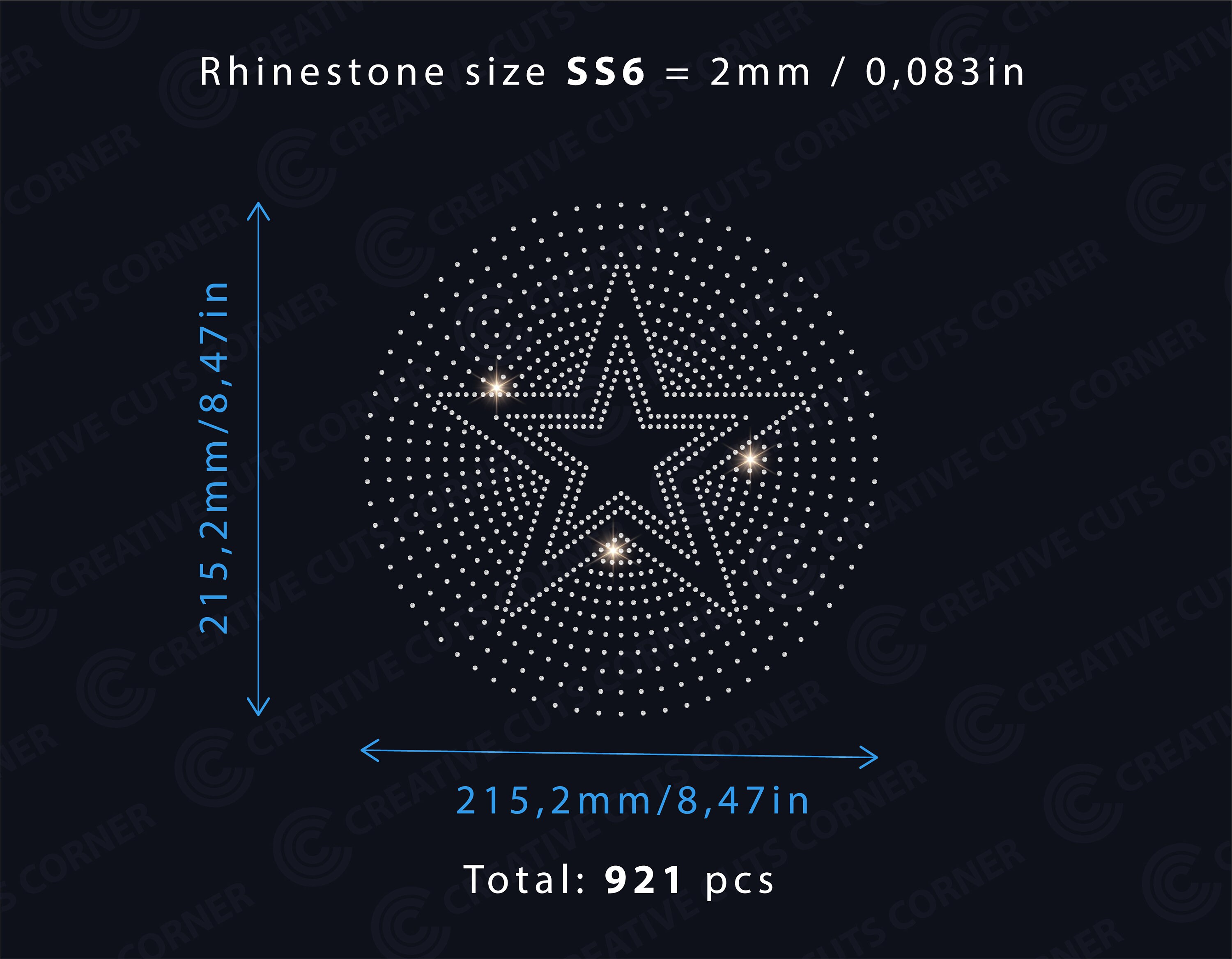 Star Rhinestone Template Ss6 Hotfix Rhinestone Template Svg File for Cricut Rhinestone Template ...