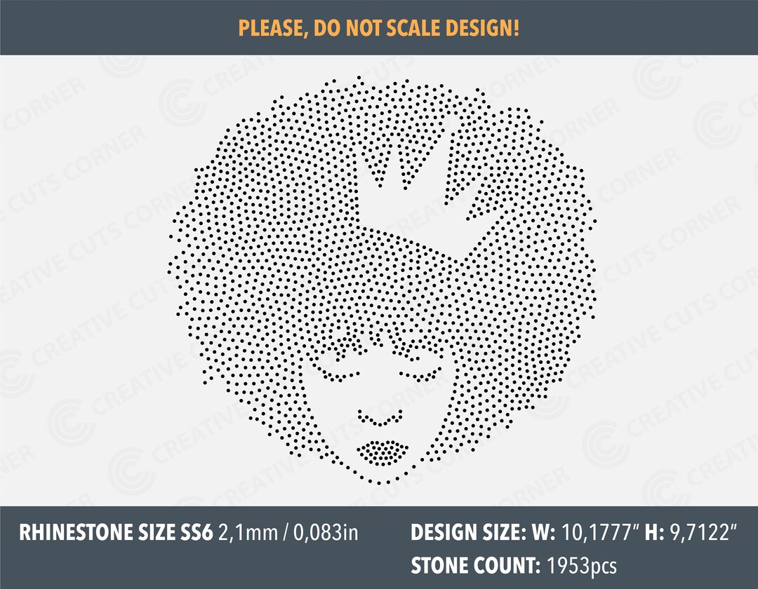 Rhinestone Template Afro Woman Svg File Rhinestone Template Ss6 Cricut ...