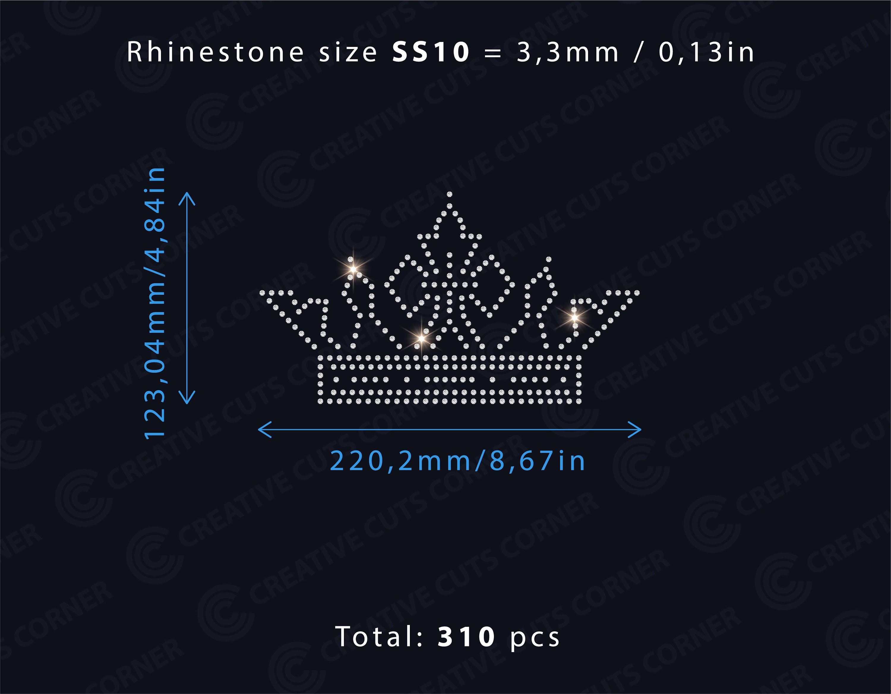 Crown Rhinestone Template Ss10 Hotfix Rhinestone Template Svg File for ...