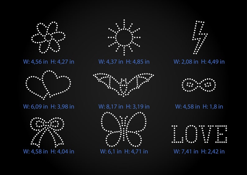 Bundle Rhinestone Template Ss10 Set Rhinestone Design - Etsy