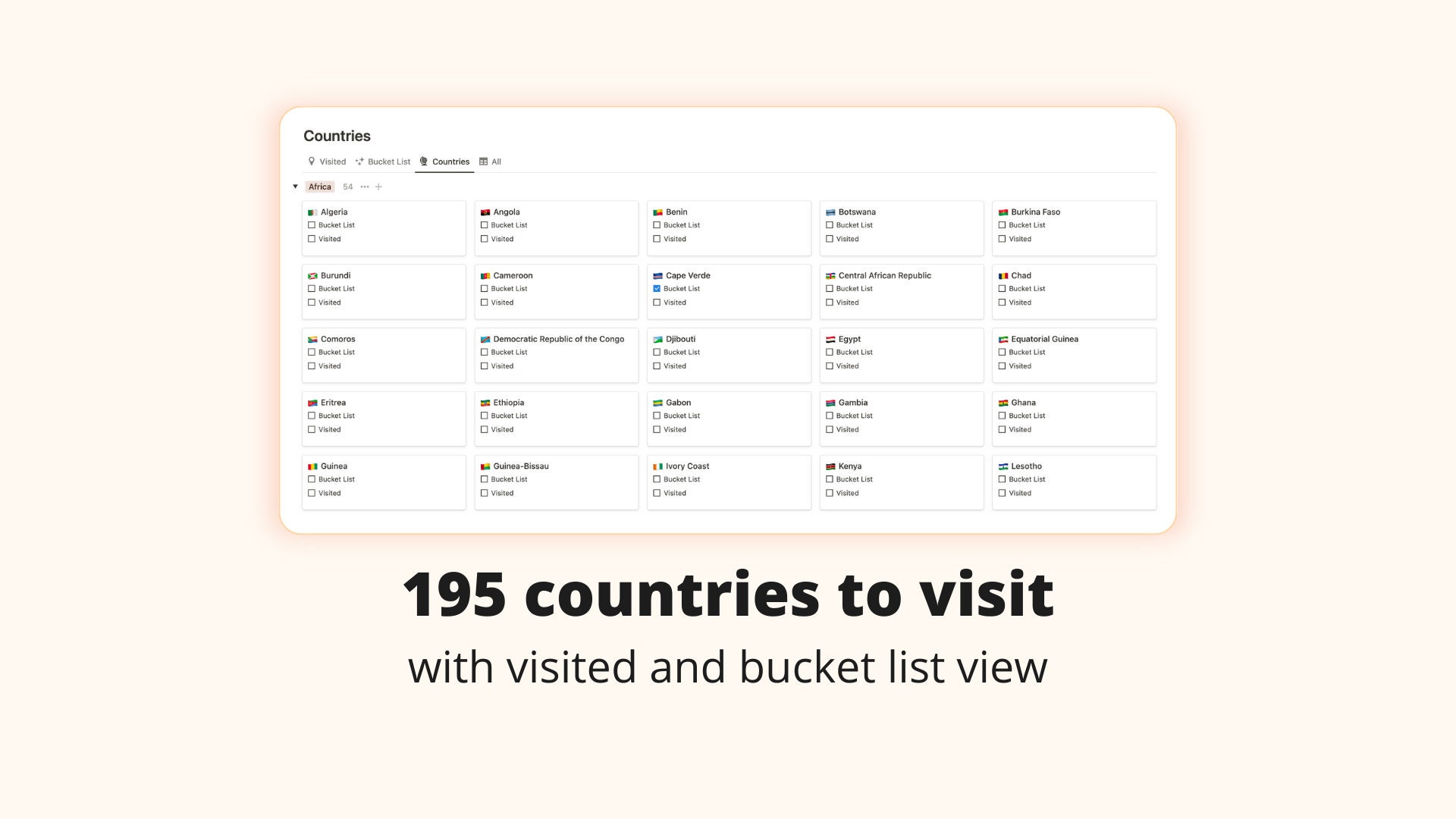 Notion Template Travel Bucket List | Travel Destinations for Notion ...