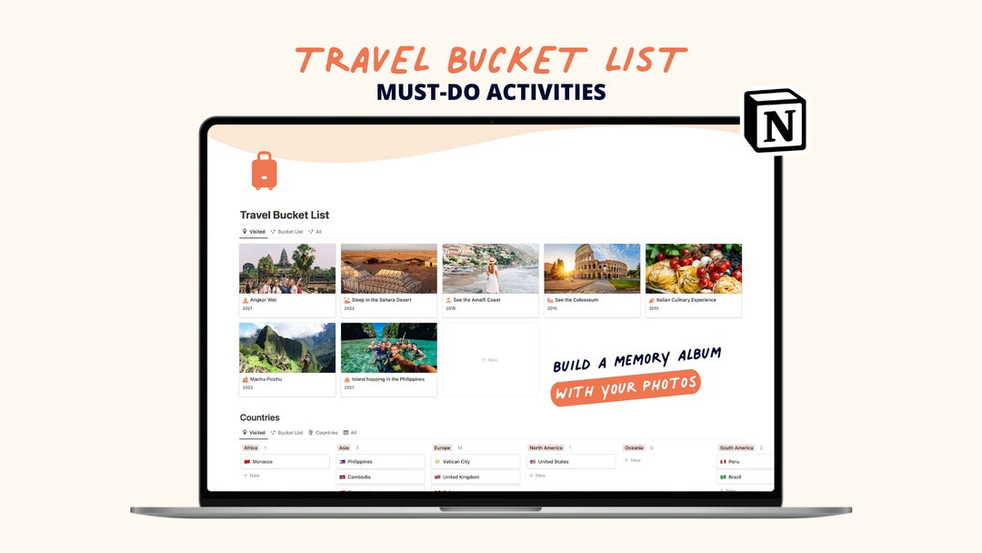 Notion Template Travel Bucket List | Travel Destinations for Notion | Ultimate Travel Bucket ...