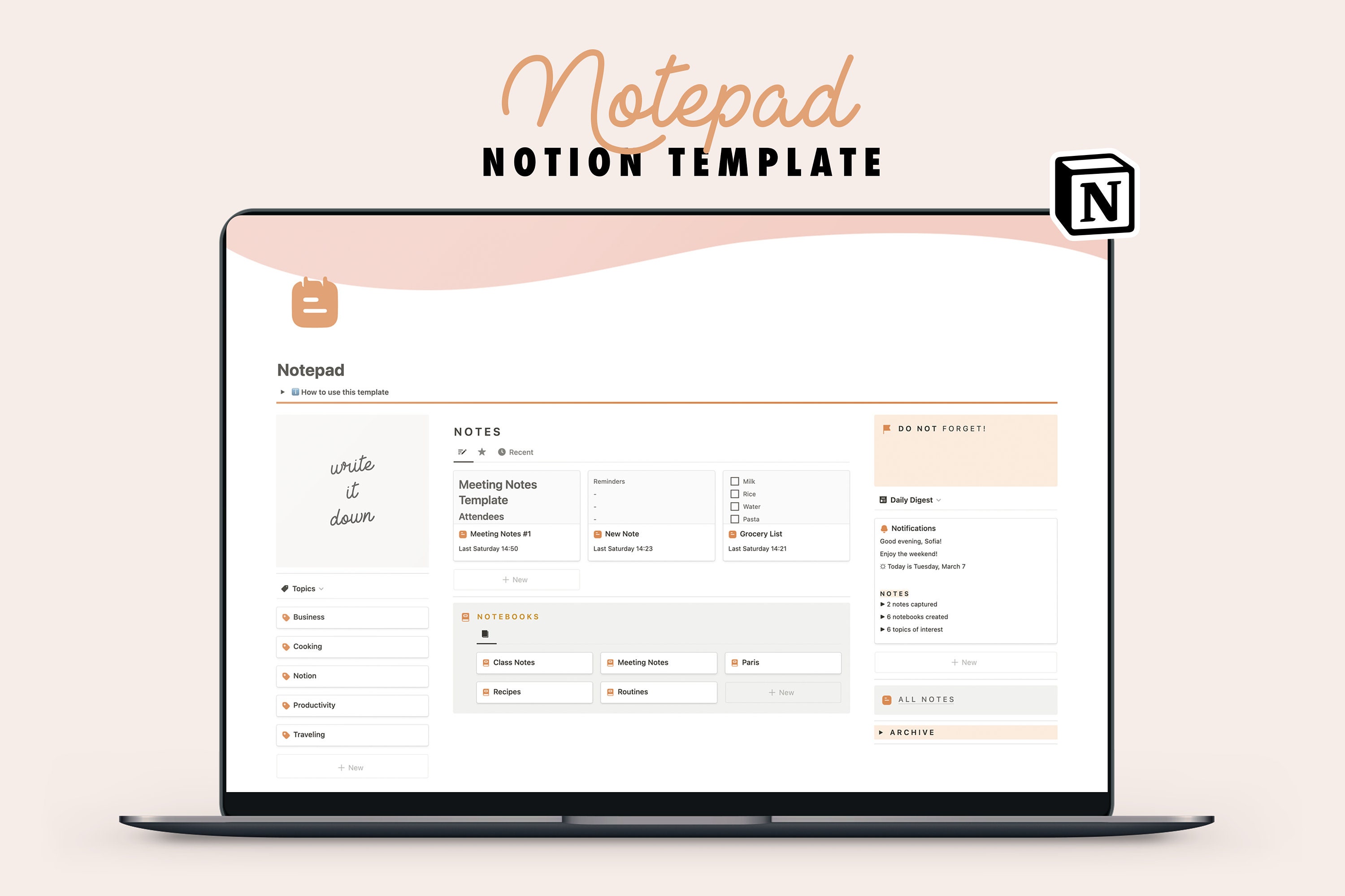 Notion Template Notepad Note-taking Planner Personal Notes - Etsy Canada