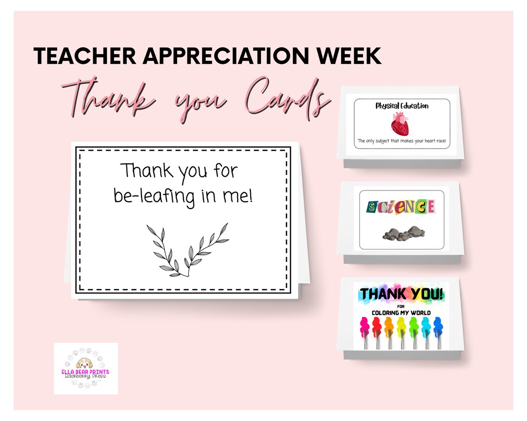 Teacher Appreciation Thank You Cards Bundle - Etsy