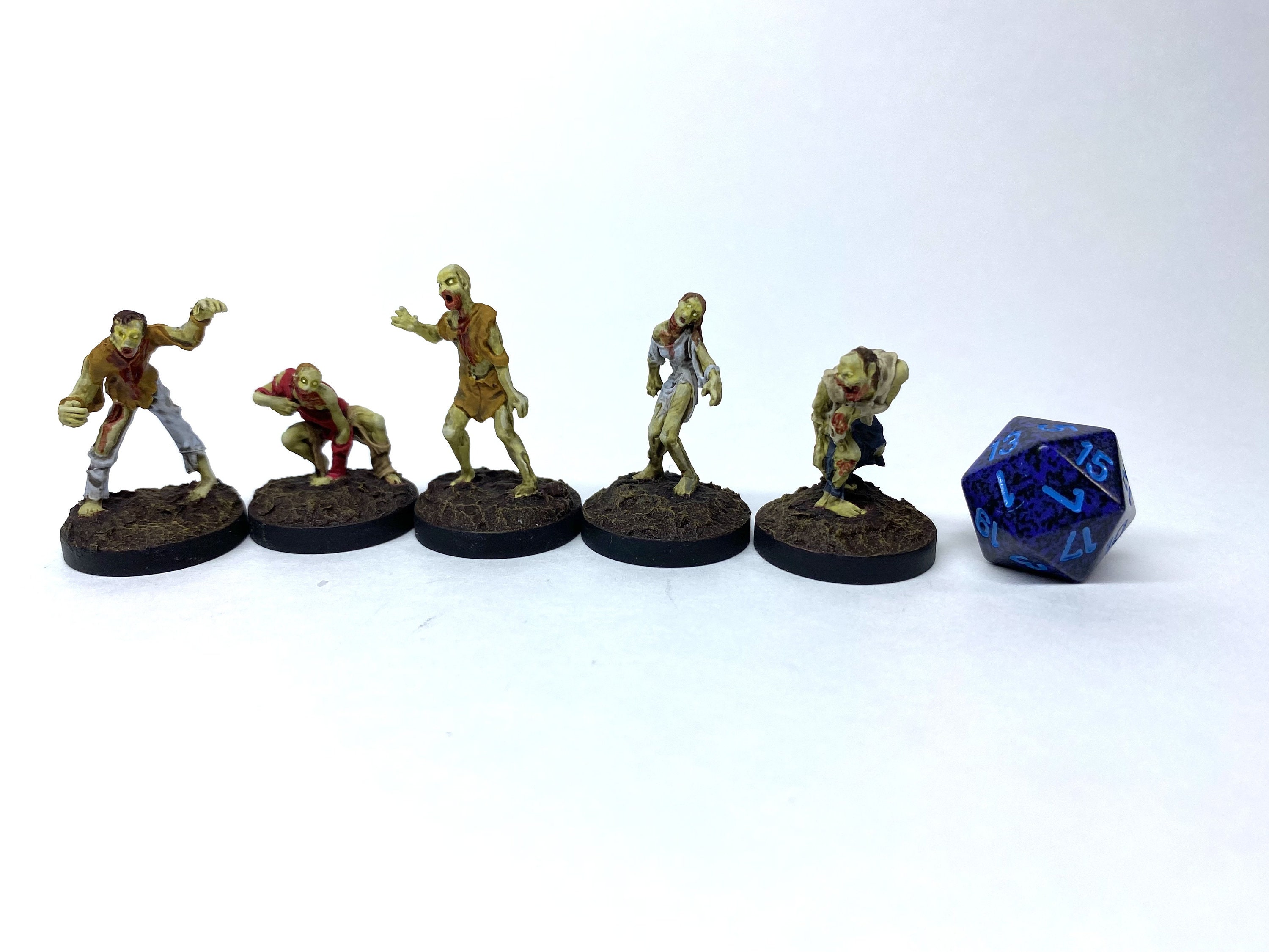 5 X Zombies Professionally Painted Miniature, 28mm Scale, D&D, TTRPG - Etsy