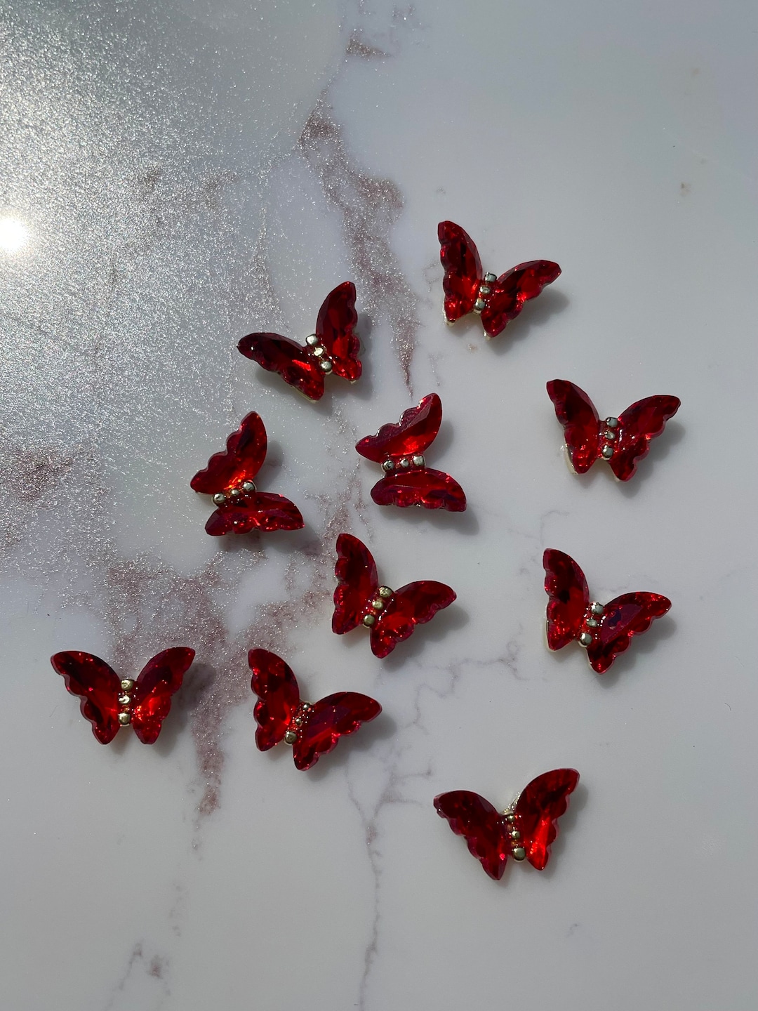 Ruby Red Crystal Butterflies - Nail Art Embellishments - Etsy