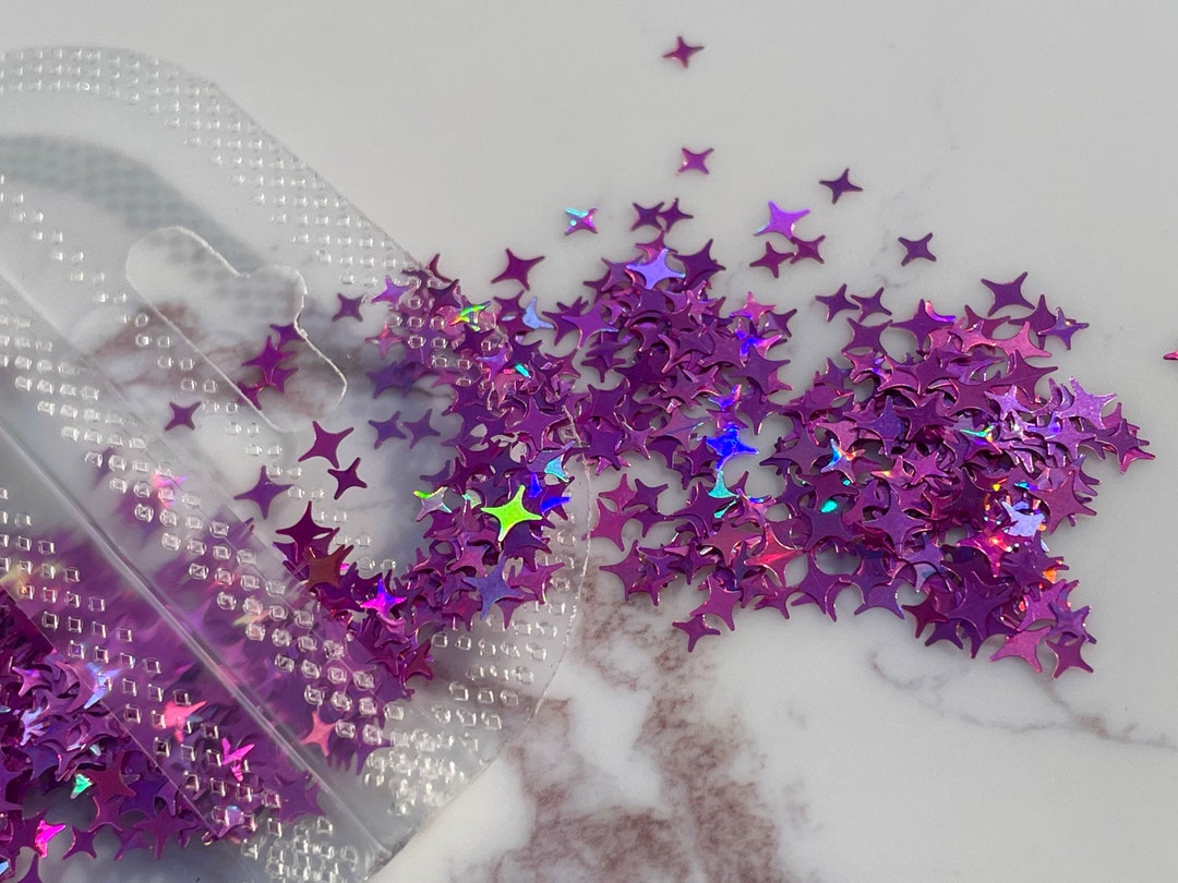 Purple Holographic Star Glitter - Etsy