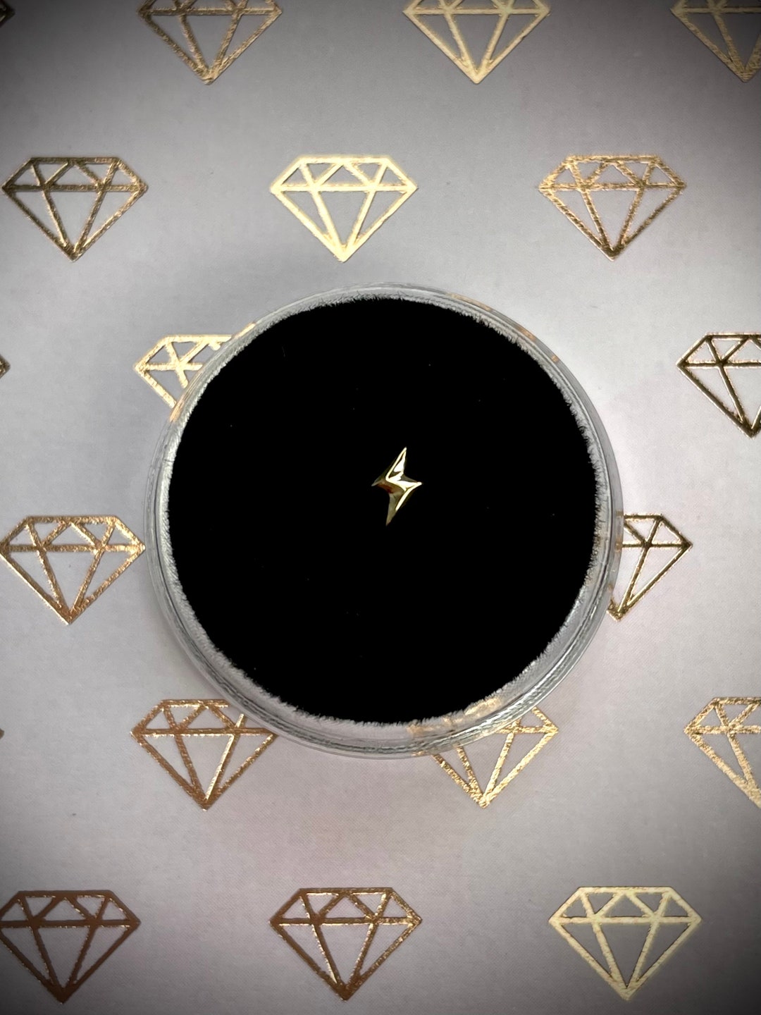 Solid 18k Gold Lightening Bolt Tooth Gem Charm - Etsy