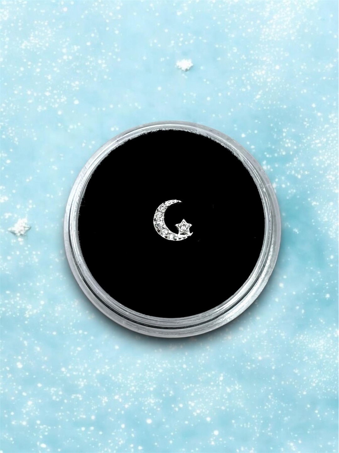 Sterling Silver Moon & Star Tooth Gem Charm With Diamonds - Etsy