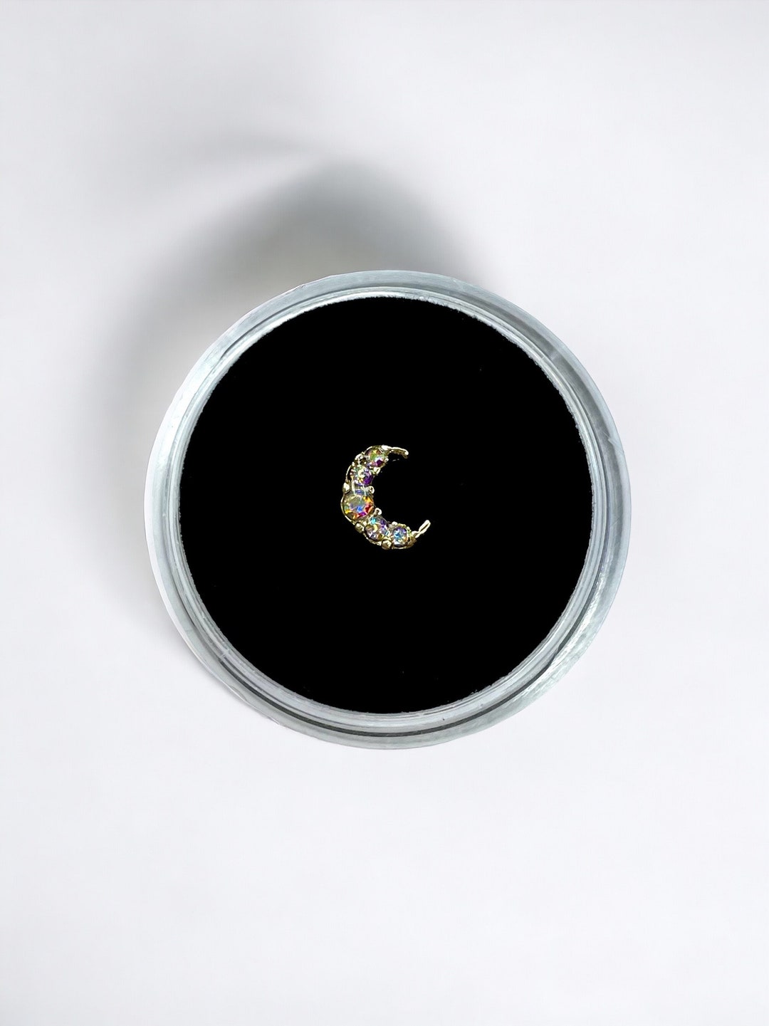 Gold Iridescent Multi-diamond Moon Tooth Gem Charm - Etsy
