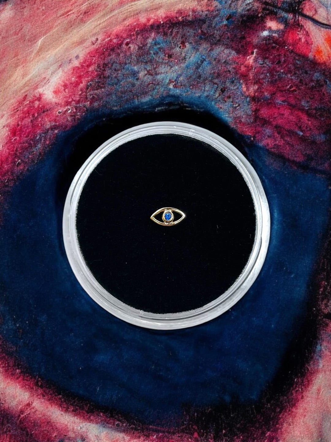 Solid 18k Gold Blue Diamond Evil Eye Tooth Gem Charm - Etsy