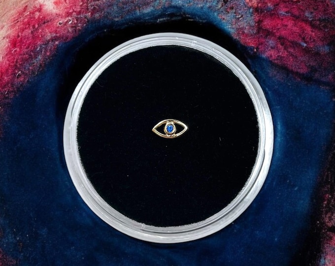 Solid 18k Gold Blue Diamond Evil Eye Tooth Gem Charm - Etsy