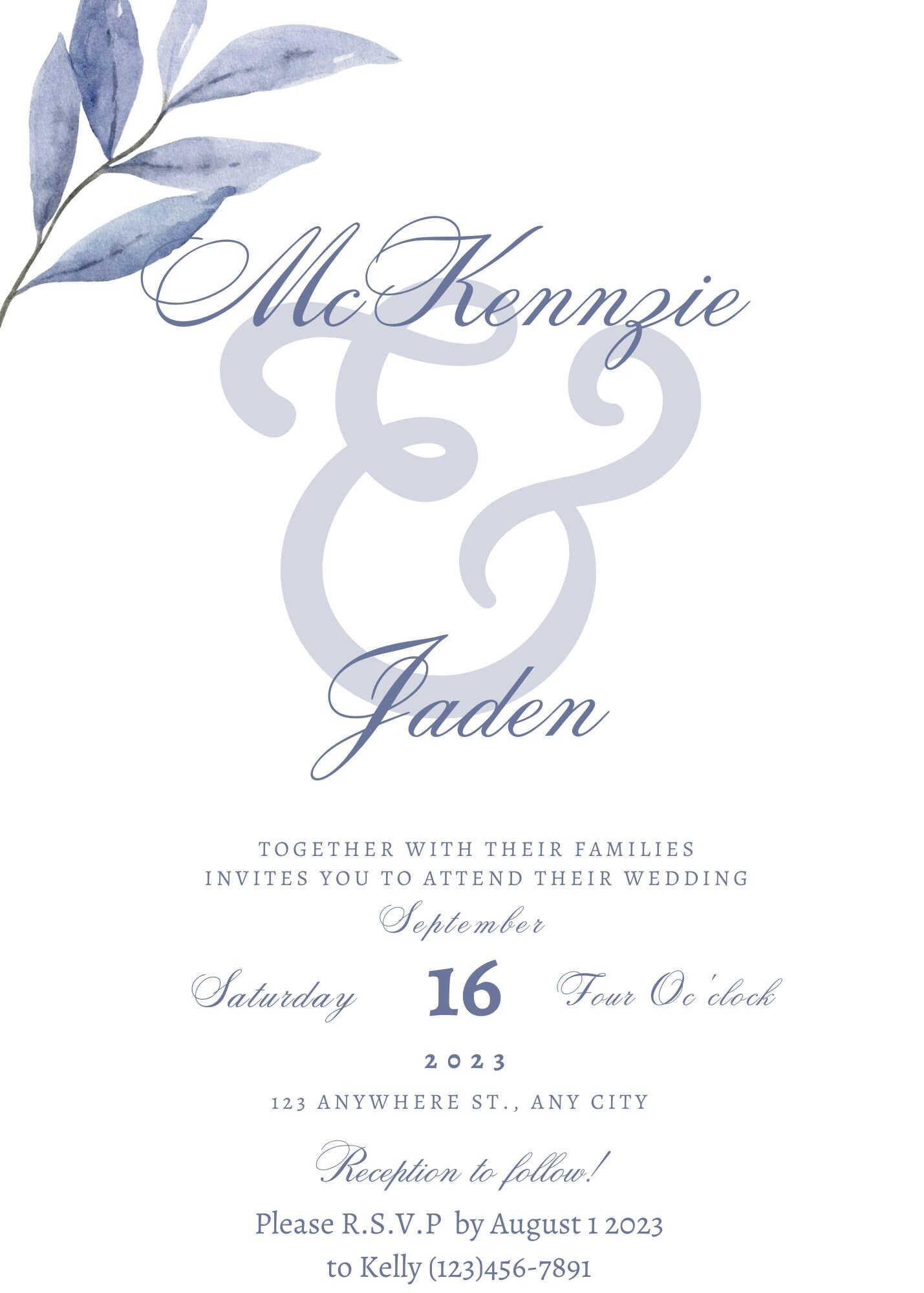 Dusty Blue Wedding Invitation Digital Template DOWNLOADABLE - Etsy