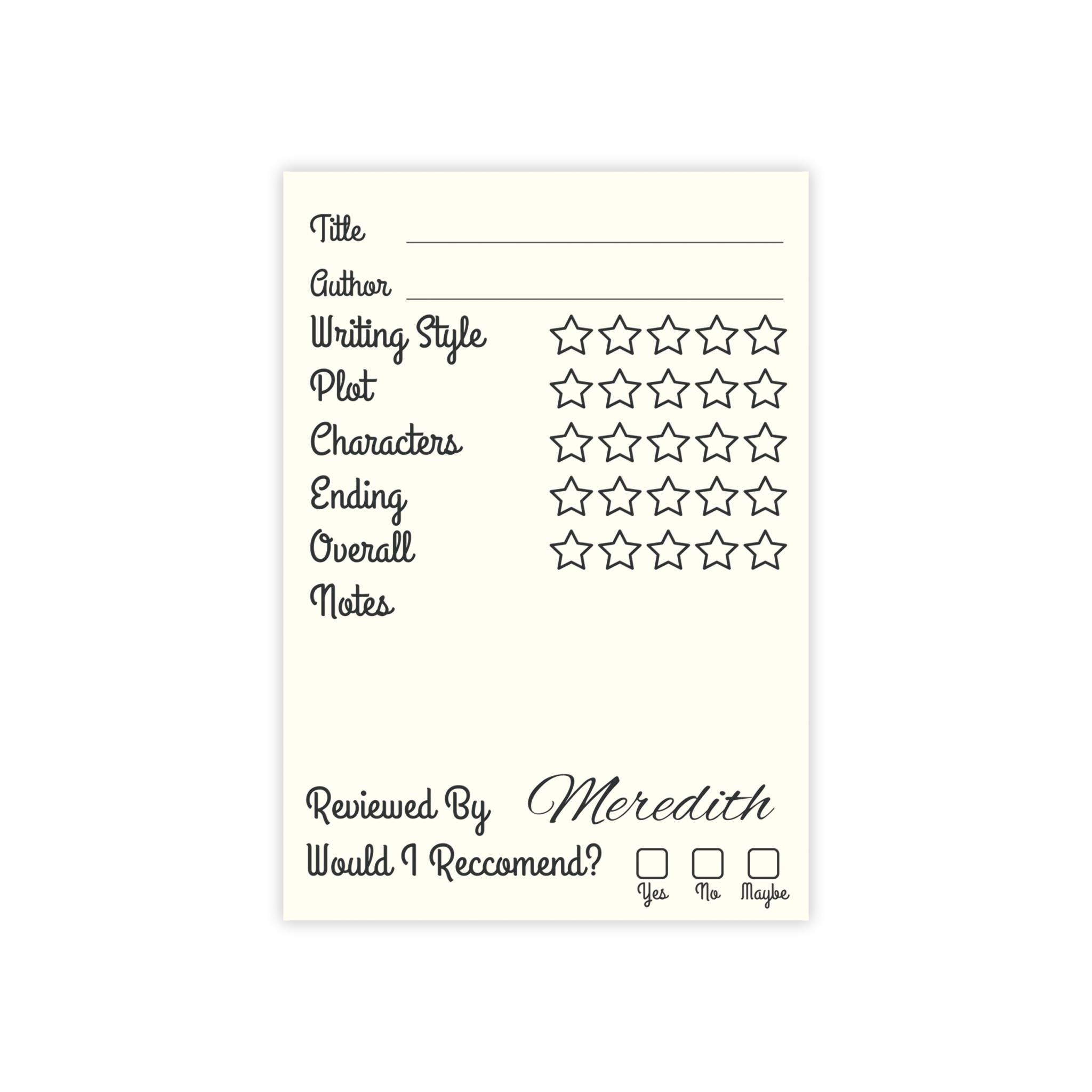 Personalized Book Review Post-it-note Customized Sticky Notes Book ...