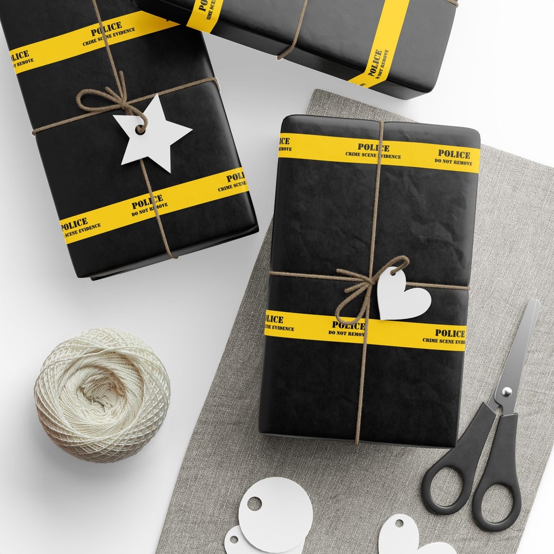 Funny Wrapping Paper, Crime Scene Funny Gift Wrap Joke, Unique Birthday ...