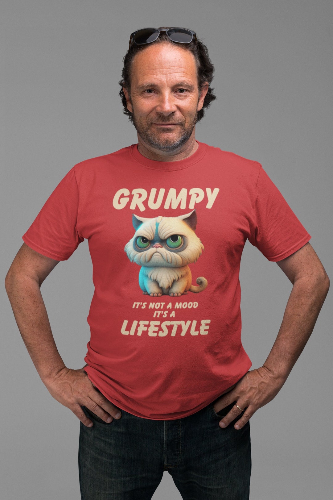 GRUMPY It's Not A Mood It's A Lifestyle Funny Shirt Cat Lover Short ...