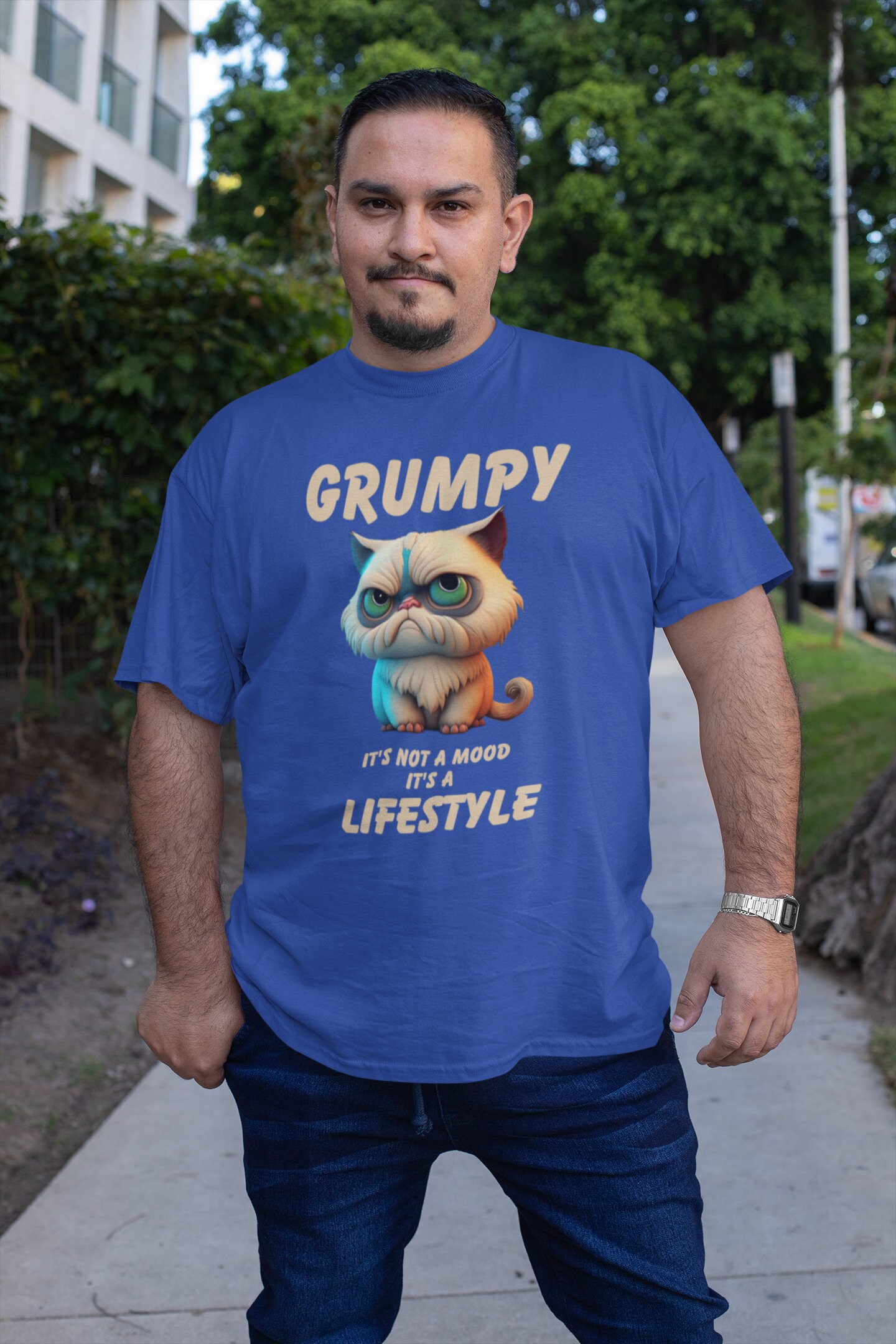 GRUMPY It's Not A Mood It's A Lifestyle Funny Shirt Cat Lover Short ...