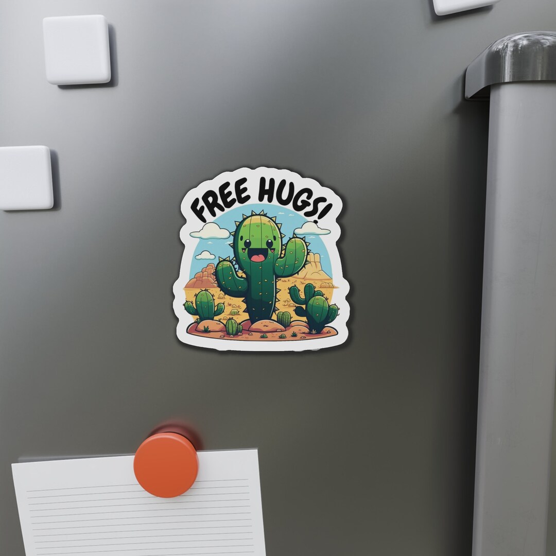 Free Hugs Funny Hugging Cactus Die-cut Magnet. Sarcastic Anti Social ...