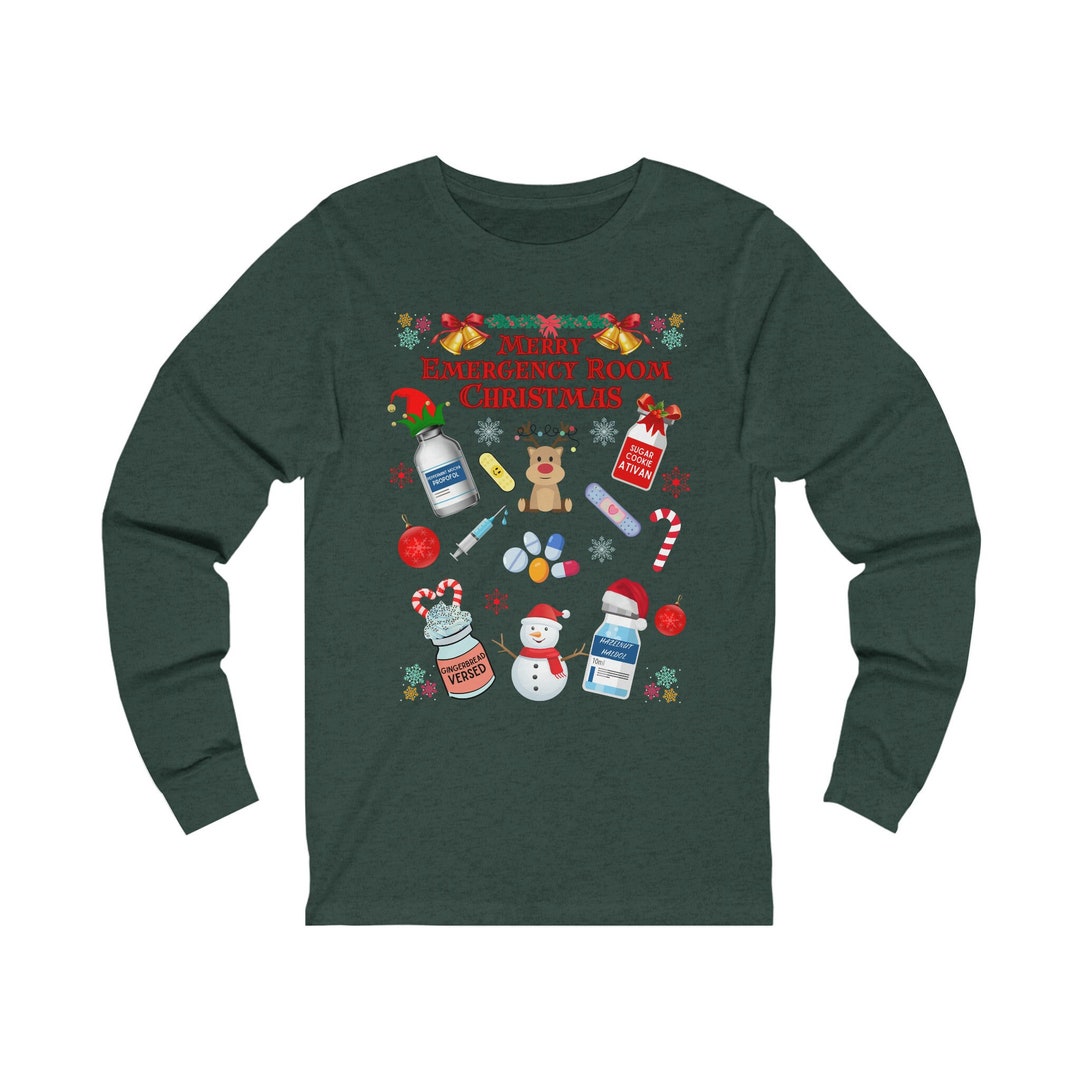 Merry Emergency Room Christmas, Funny ER Nursing Unisex Long Sleeve Tee ...