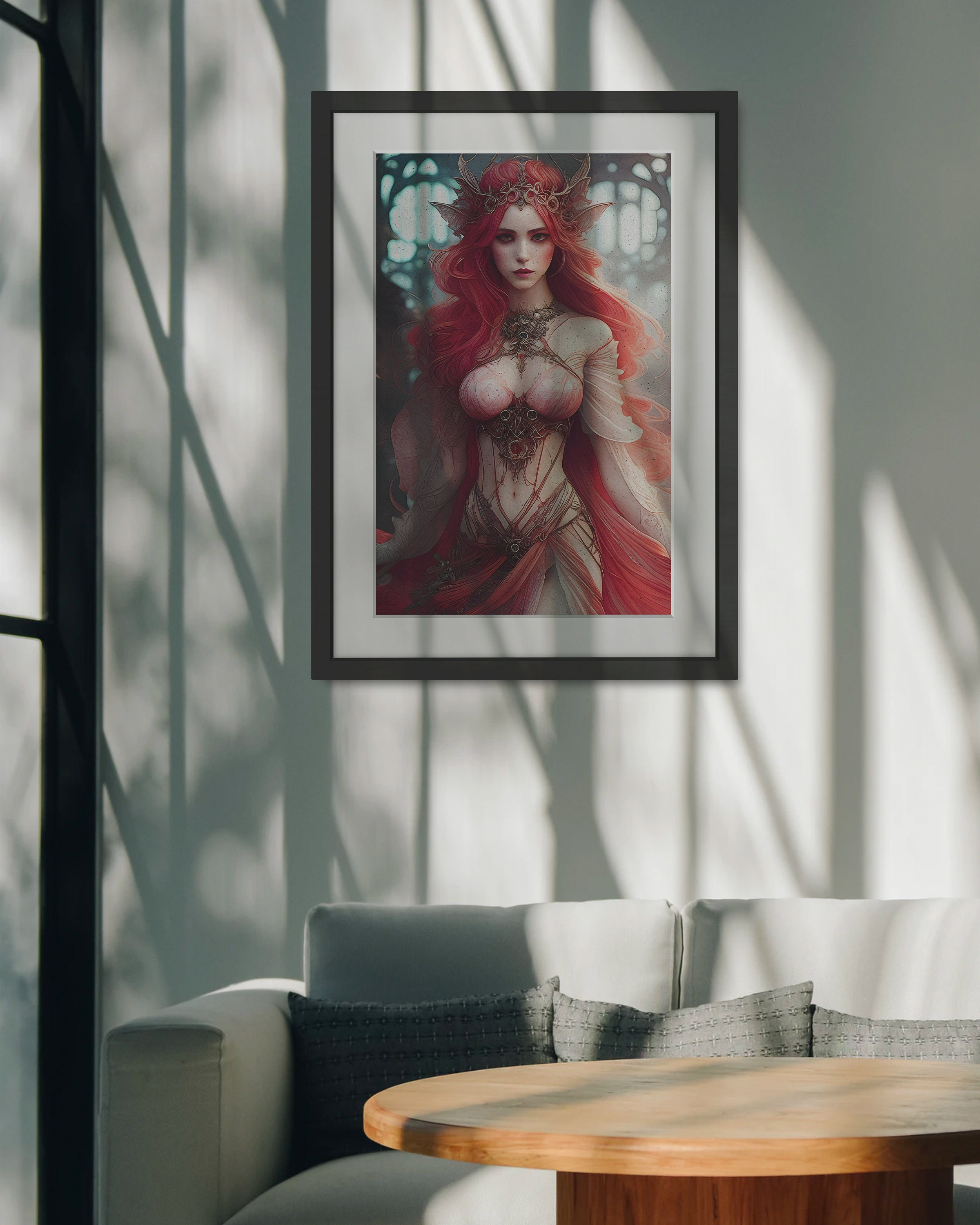 Red Fae, Fantasy Downloadable Art Print, Printable Wall Art ...