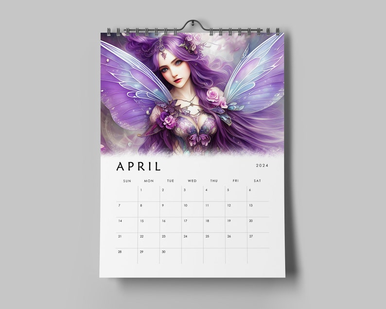 Purple Fairies 2024 Monthly Calendar Printable Fairy Lover - Etsy