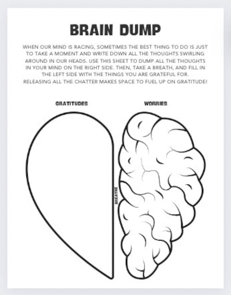 Brain Dump & Gratitude Worksheet - Etsy