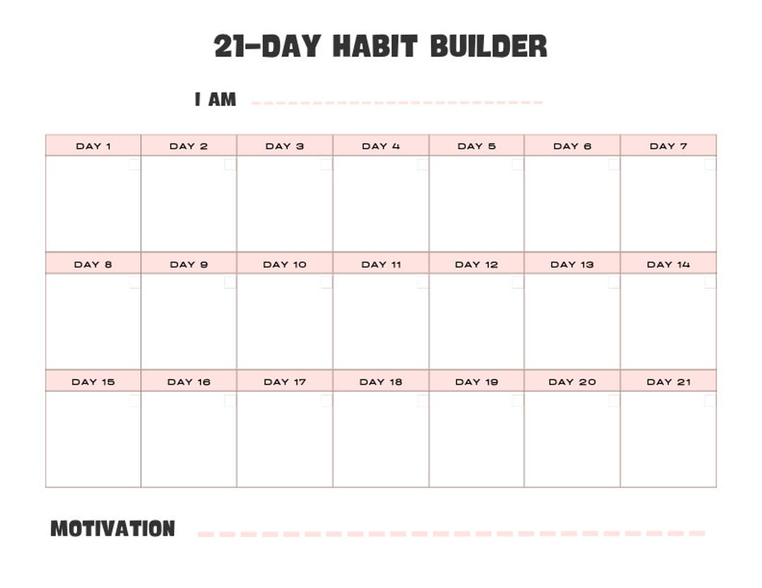 21-day Habit Builder - Printable/editable/downloadable - Etsy