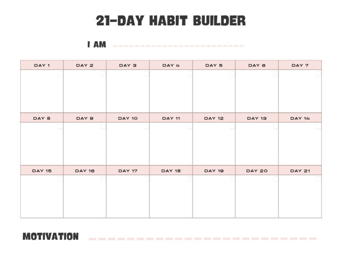 21-day Habit Builder - Printable/editable/downloadable - Etsy