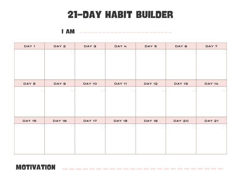 21-day Habit Builder - Printable/editable/downloadable - Etsy