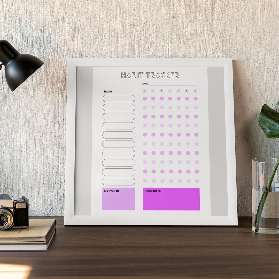 Printable/editable/downloadable Weekly Habit Tracker Sheet, Purples ...