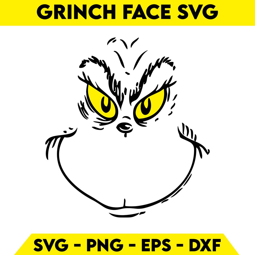 SVG Layered Grinch Grinch Face Yellow Eyes Cute Christmas - Etsy
