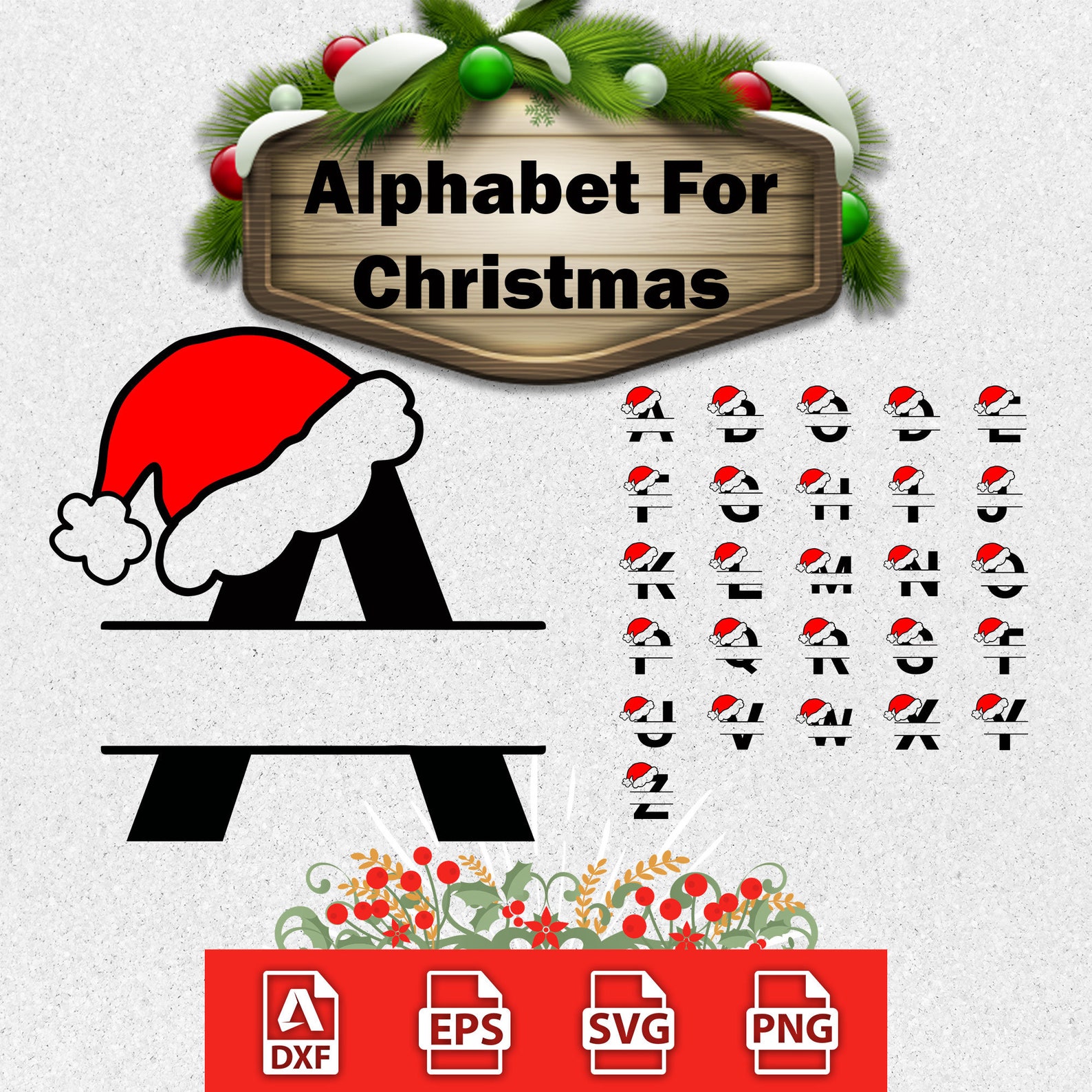 Christmas Split Alphabet Svg Christmas Monogram Svg Christmas - Etsy