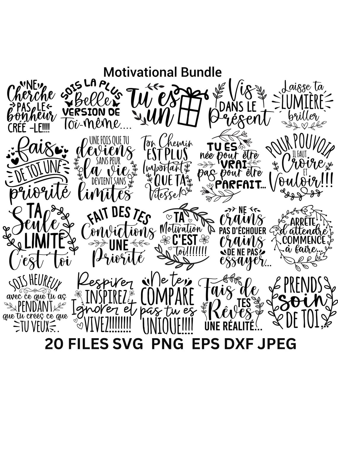 20 Motivational Svg Bundle Shirt Designs Svg Files for - Etsy Canada