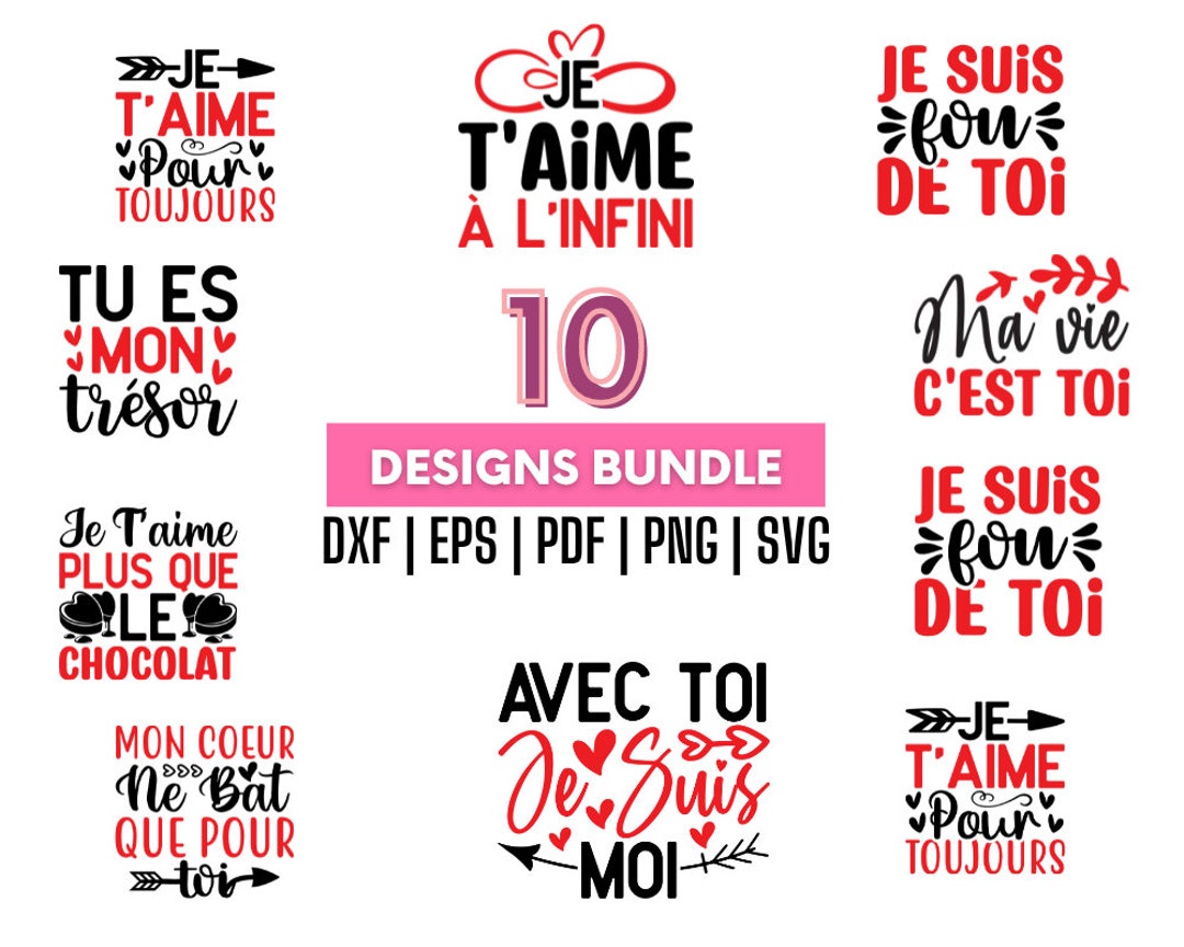 French Love Svg Bundle, Valentine Svg, Shirt Designs Svg Files for ...